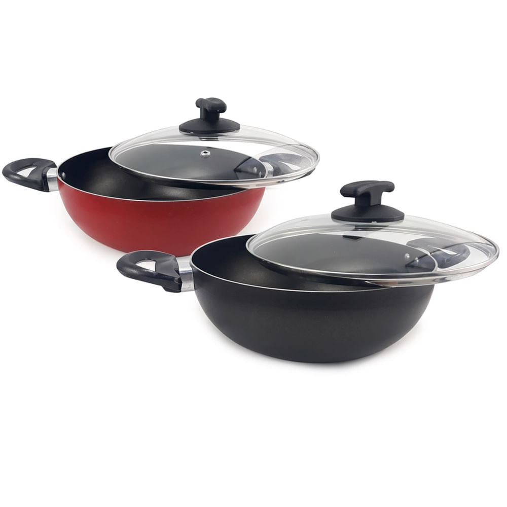 Panela Frigideira Tipo Wok Antiaderente Composta em Alumínio Reforçado ...