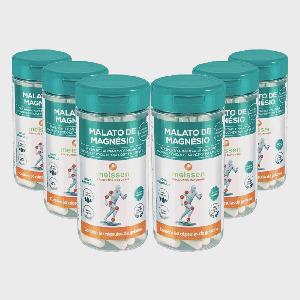 Kit 6x Magnésio de Malato (500mg) 60 Cápsulas - Meissen em Promoção ...