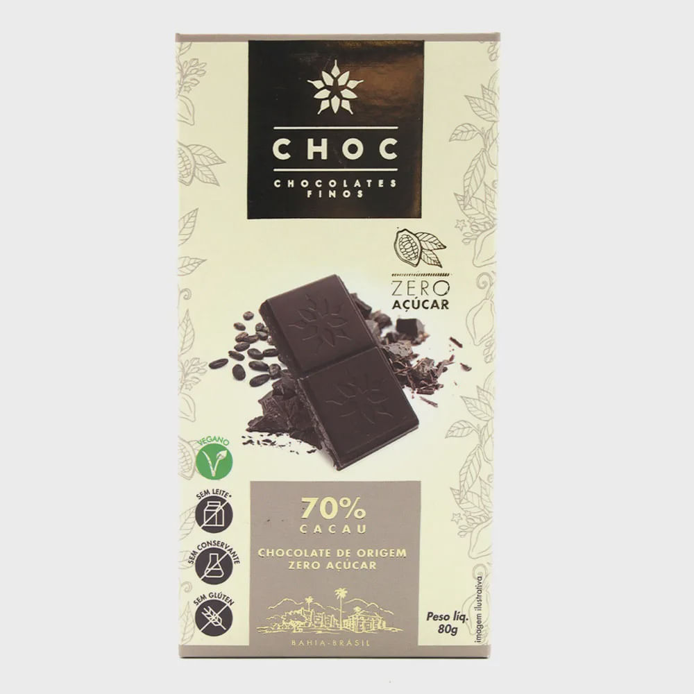 Chocolate 70% Cacau Sem Açúcar Choc 80g em Promoção | Ofertas na Americanas