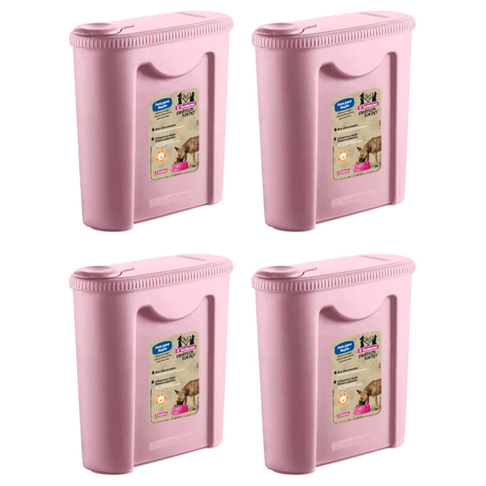 Pote C/Tampa Dispenser Portátil Ração De Pet Cão Gato - Rosa em ...