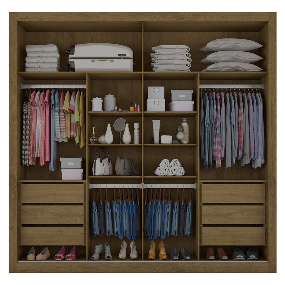 Guarda-roupa Casal Royale Plus 2 Portas 6 Gavetas Espelhado 100% Mdf ...