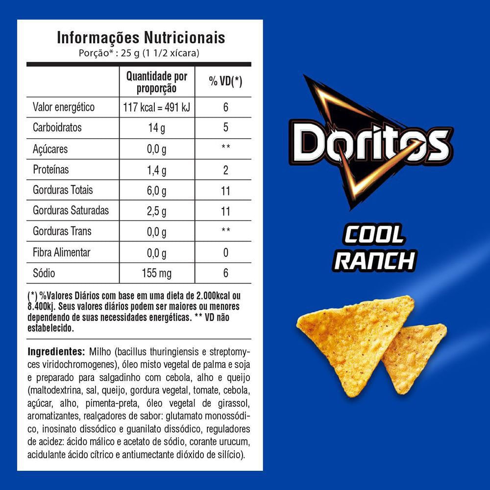 Salgadinho de Milho Cool Ranch Doritos - 84g em Promoção Salgadinho de Milho Cool Ranch Doritos - 84g em Promoção