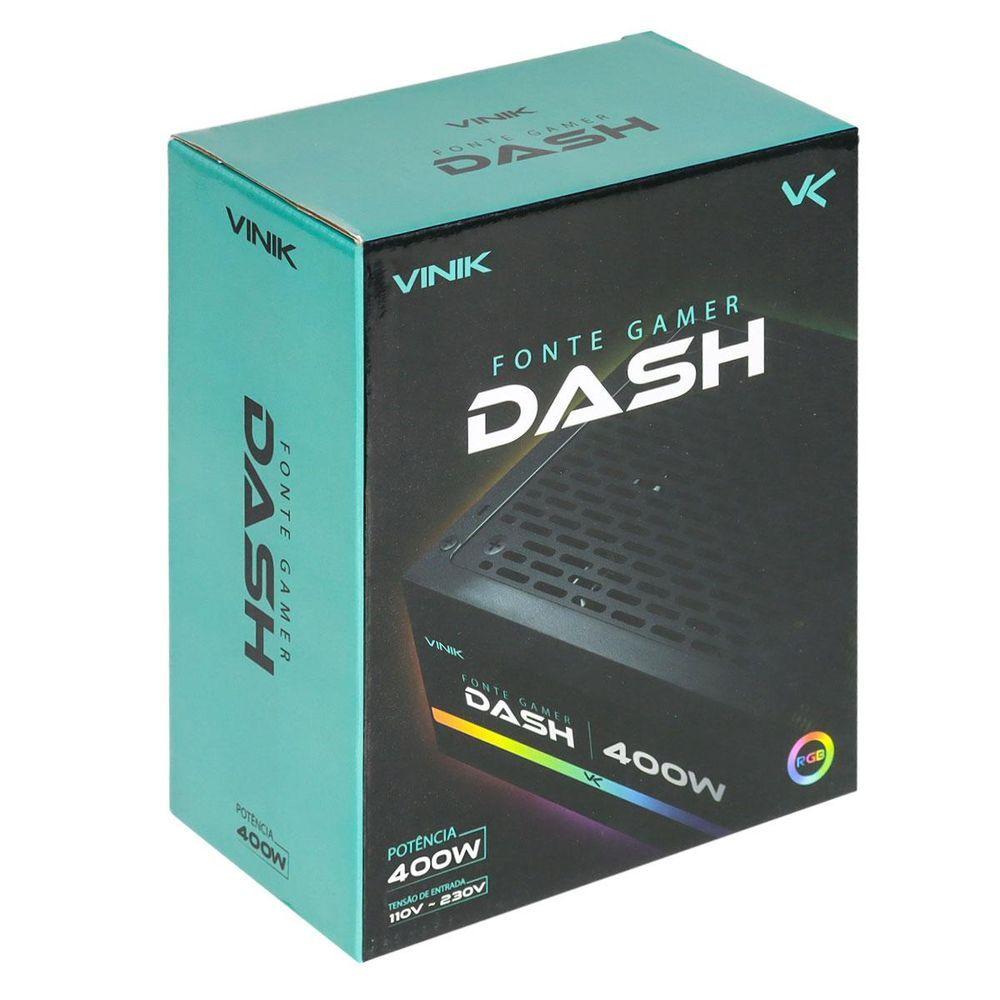 Fonte Gamer Dash 400w Preto Com Fan Led Rgb - Vfg400wpr