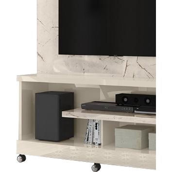 Estante Home Theater Alan Para Tv 55 Polegadas Com Rodizios Calacata / Off White - Madetec em ...