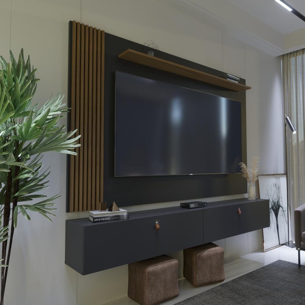 Rack Com Painel Ripado Suspenso Para Tv Até 70 Polegadas 2 Portas ...