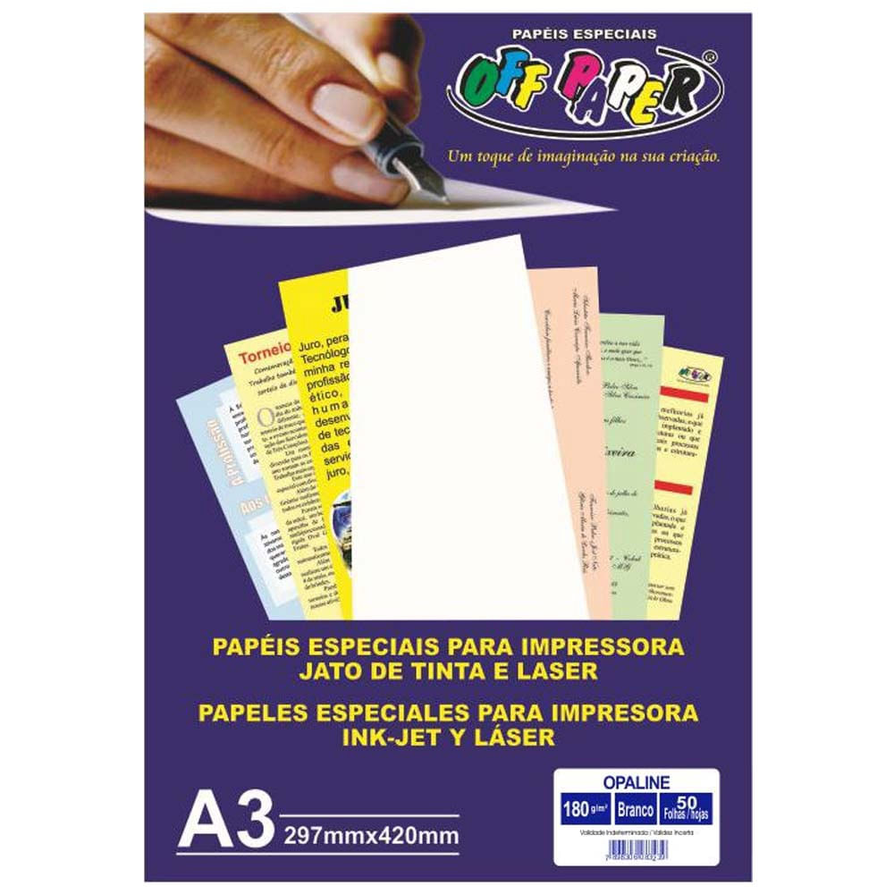 Papel Opaline A3 Branco 180g Off Paper 50 Folhas em Promoção | Ofertas ...