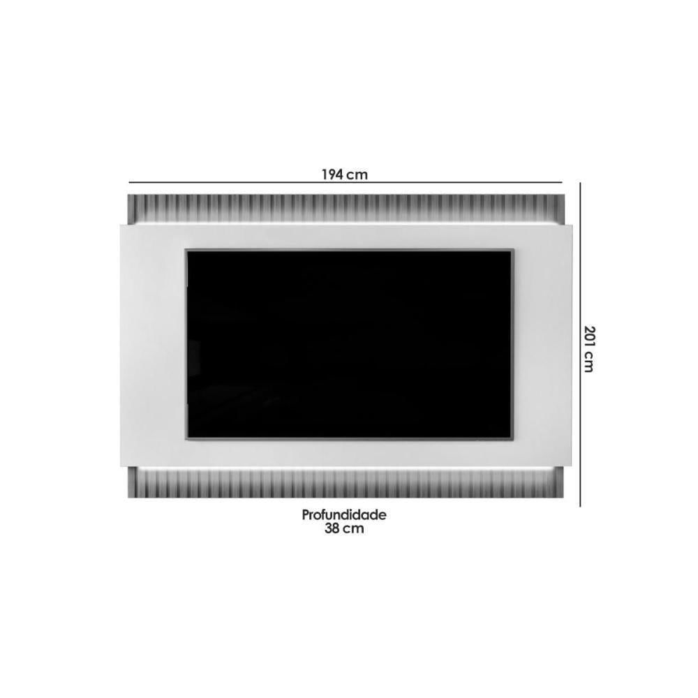 Painel Home Para Tv Até 75 Polegadas Loren Ripado Com Led 200x136cm Freijó-off White - Dj Móveis