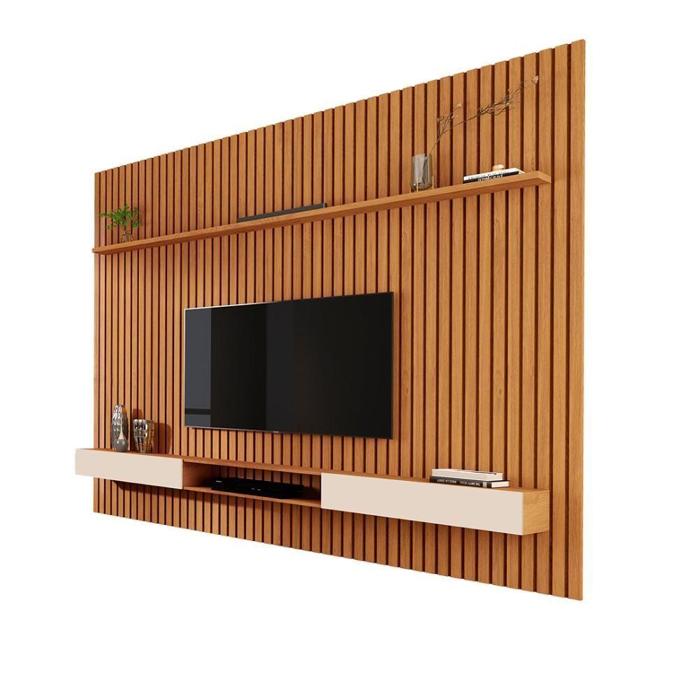 Painel Ripado Com Rack Suspenso Tv Até 75 Polegadas 2.2 Nature Off ...