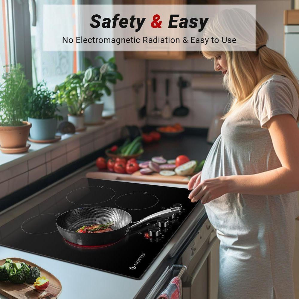 Cooktop Elétrico Amzchef 24 Com 4 Bocas, 11 Níveis De Potência preto em ...