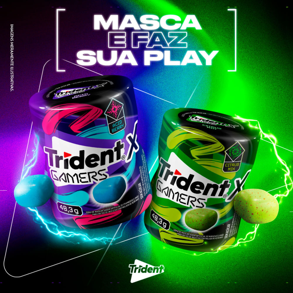 Trident X Gamers Acid Berry Explosão de Sabores Intensos