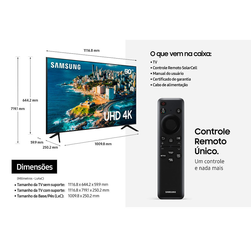 Smart TV 50CU7700 50 Polegadas Crystal 4K Samsung