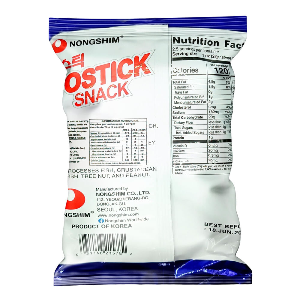 Salgadinho de Batata Postick Snack Nongshim 70g em Promoção | Ofertas ...