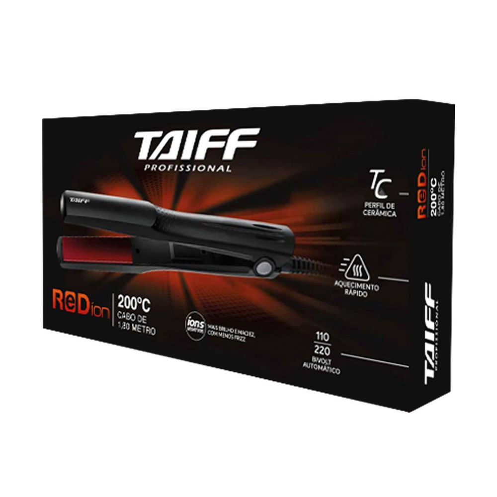 Prancha Cabelo Taiff Red Ion Ceramica Bivolt Preta - 100141 em Promoção ...
