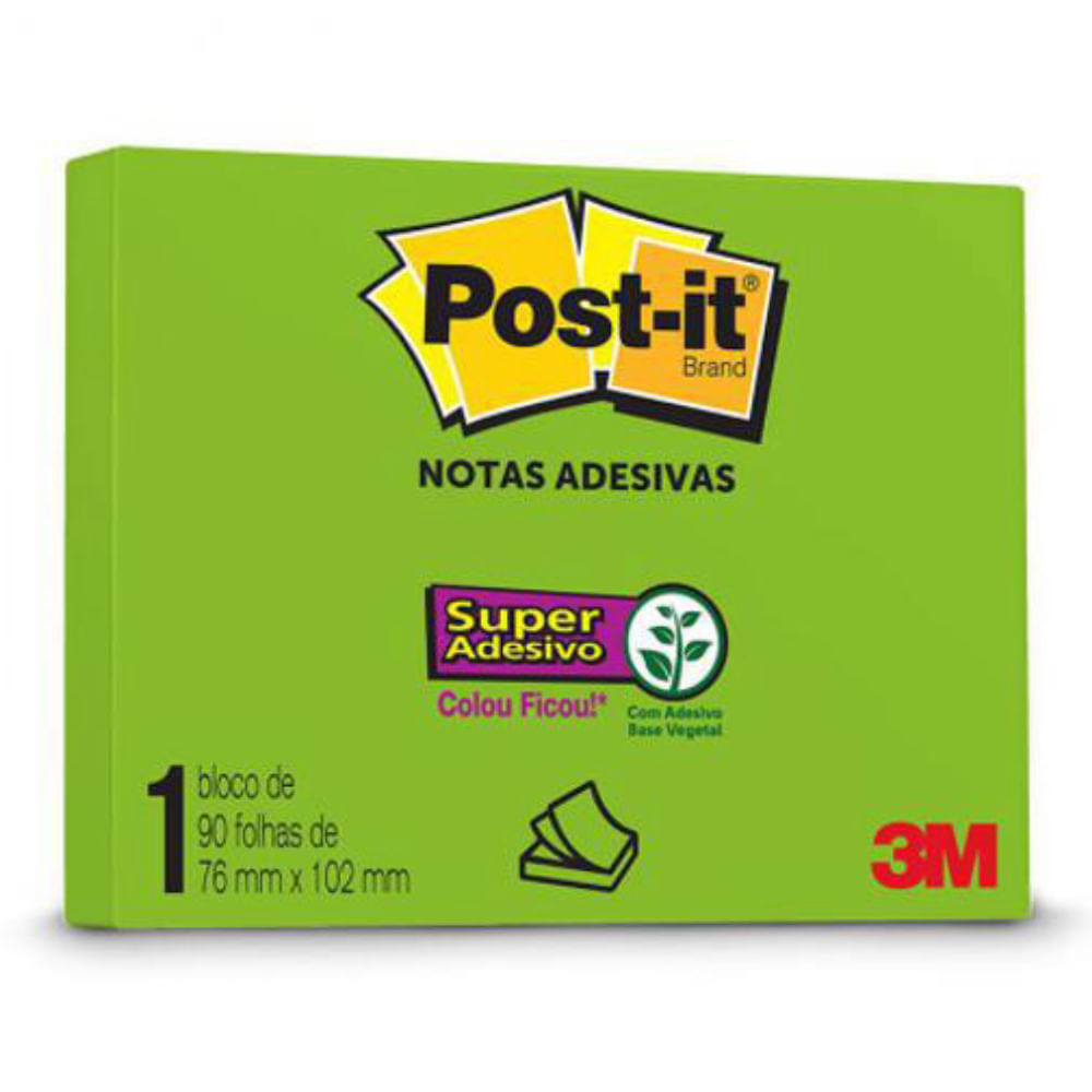 Bloco Post-It 657 Verde Limeade Com 90 Folhas 3M