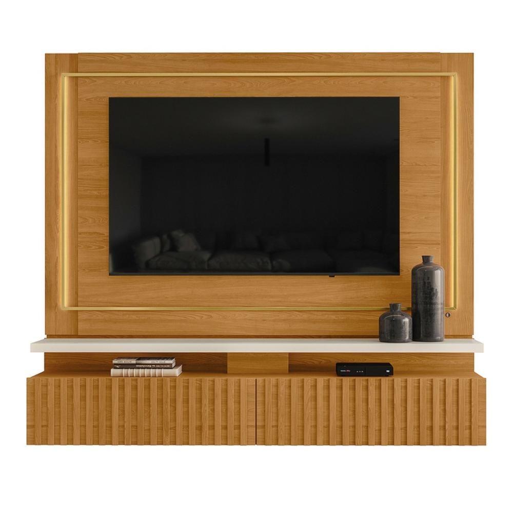 Painel Bancada Suspensa Com Led Tvs Até 75 Polegadas Gaia - Cinamomo Off White