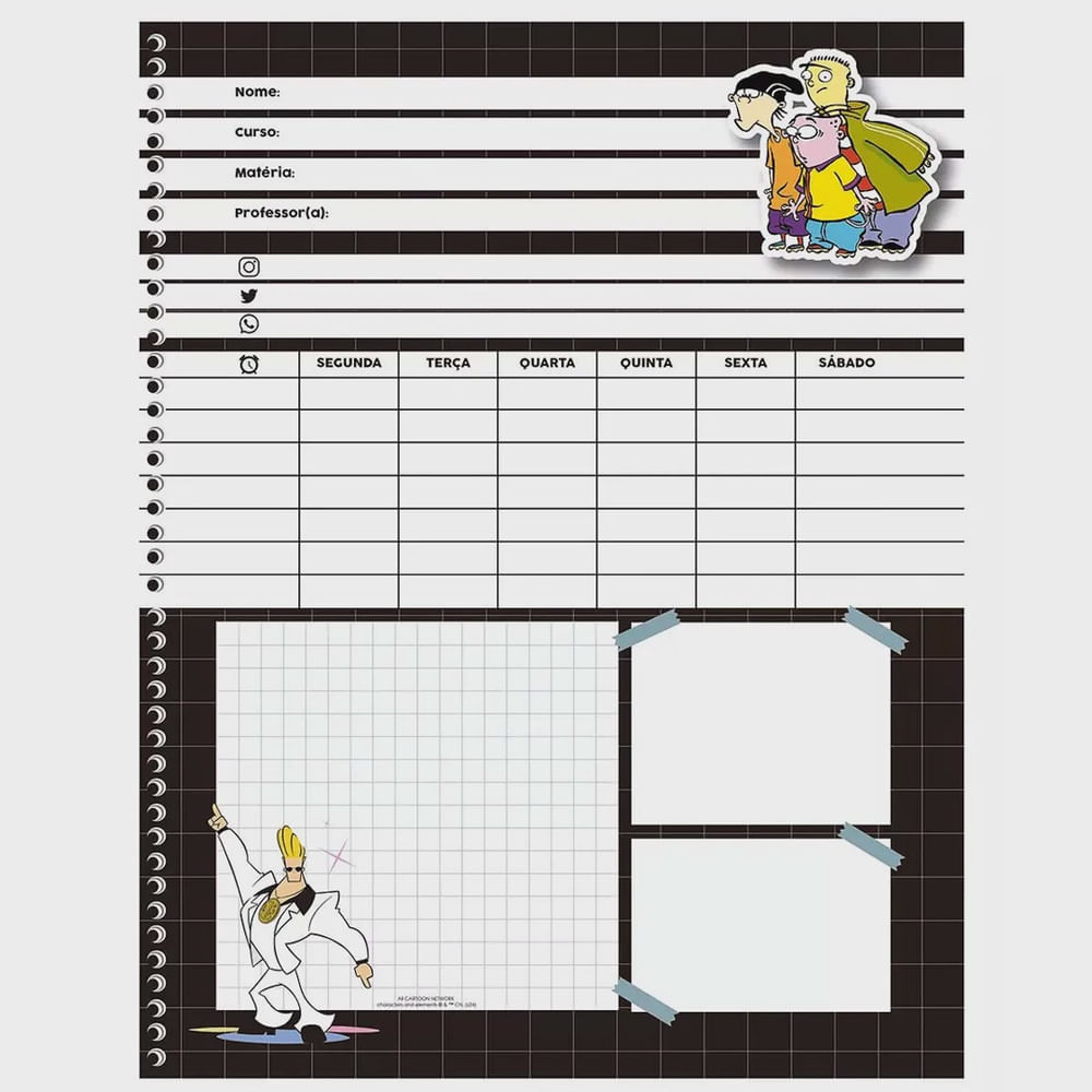 Caderno universitário 10 matérias 160 folhas Cartoon Network Animativa ...