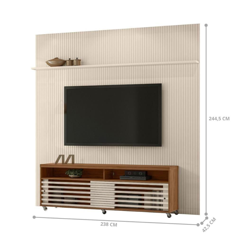 Conjunto Painel E Rack Wraithfall Naturale Off White
