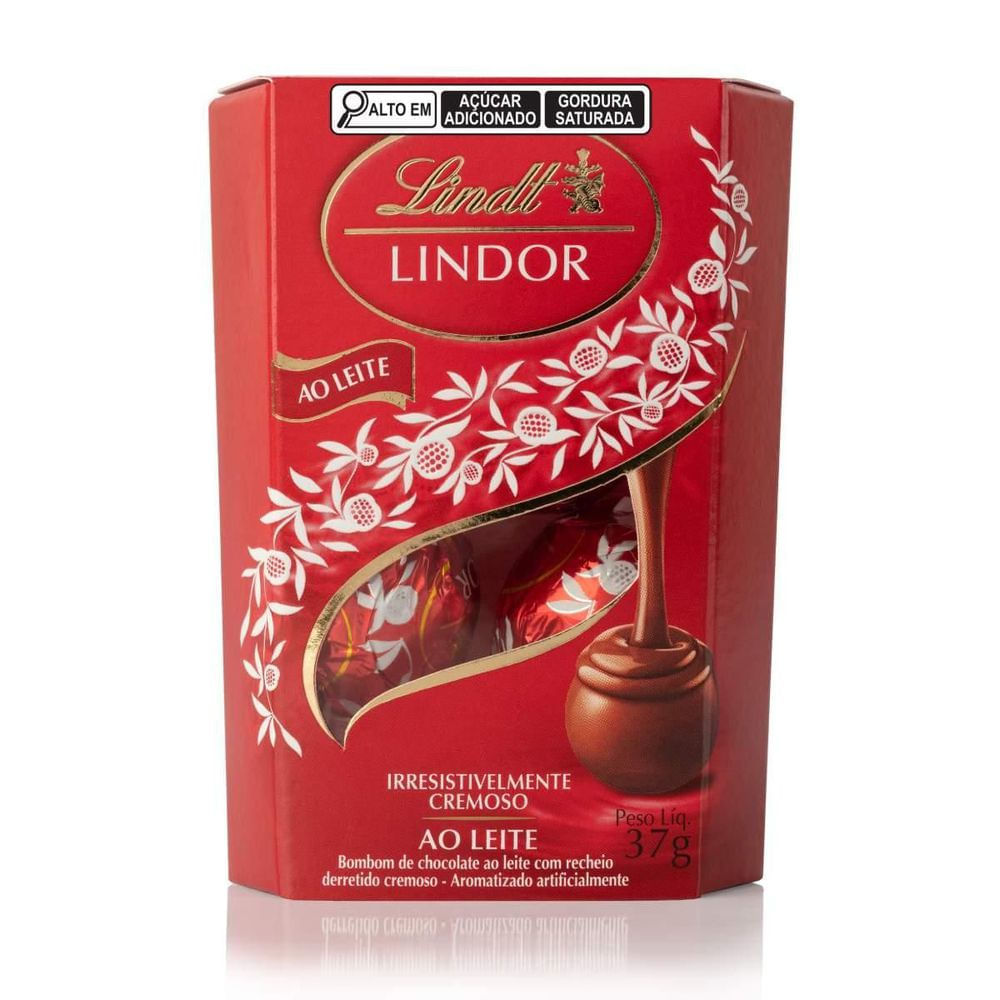 Caixa Bombons Chocolate Lindt Lindor ao Leite 37g 3 Unidades