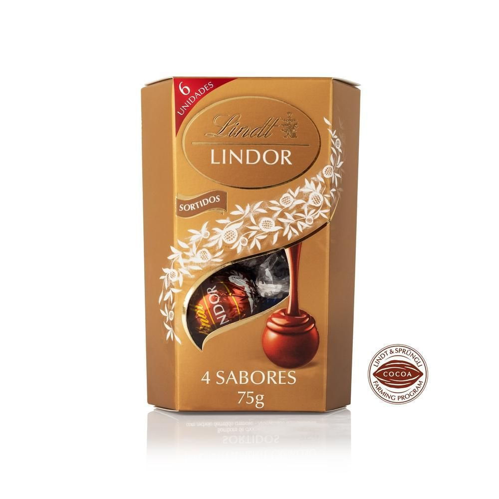 Caixa Bombons Chocolate Lindt Lindor Sortidos 75g 6 Unidades