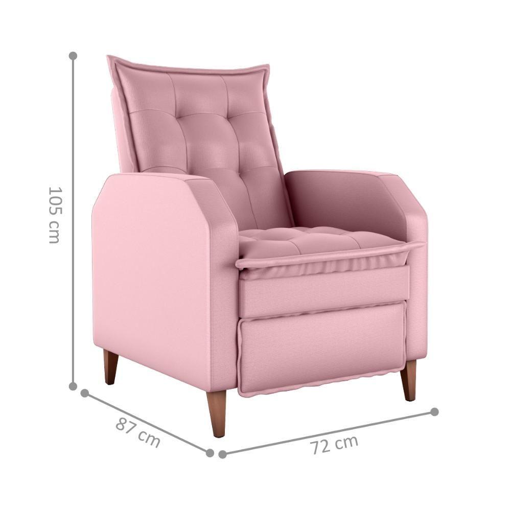 Poltrona Reclinável Alef Veludo Turkey Rosa