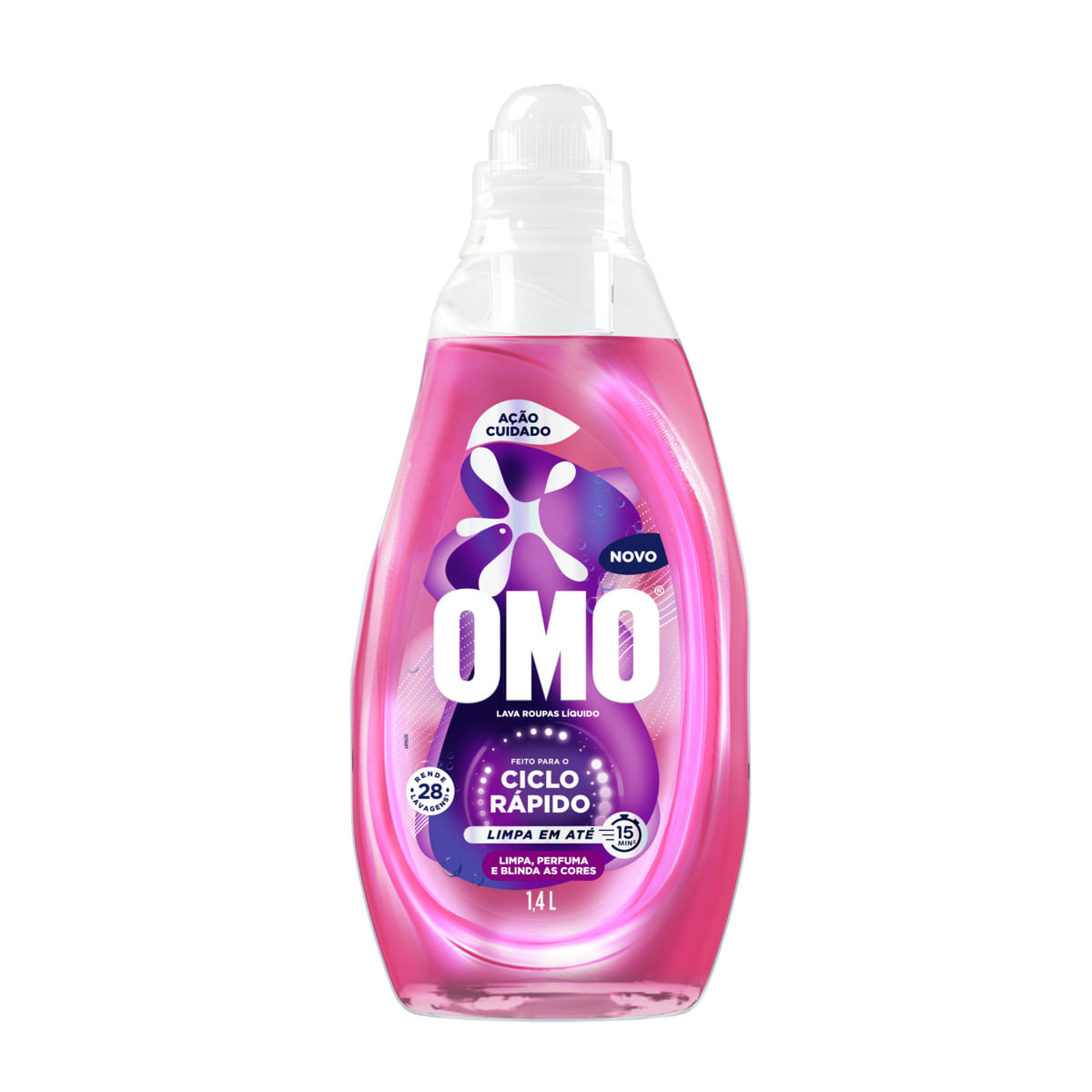 Lava-Roupas Líquido Omo Ciclo Rápido Ação Cuidado Frasco 1,4L