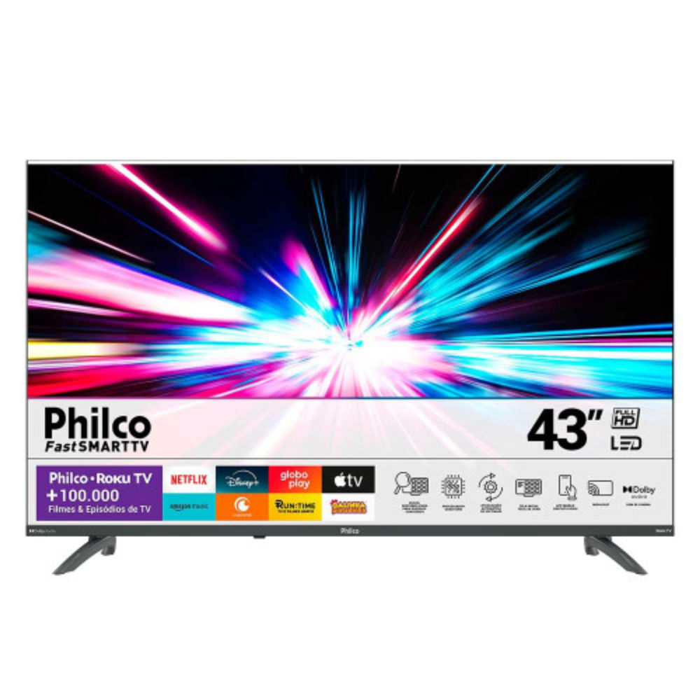 Smart TV Philco 43 Polegadas PTV43VA4REGB Full HD LED Dolby Audio Roku TV