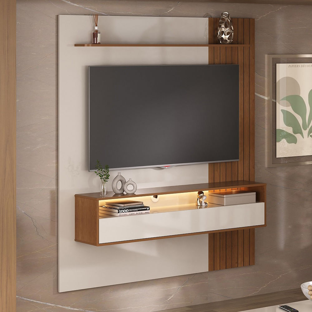 Painel Ripado para TV até 65 Polegadas 1 Porta com LED Matisse Artely