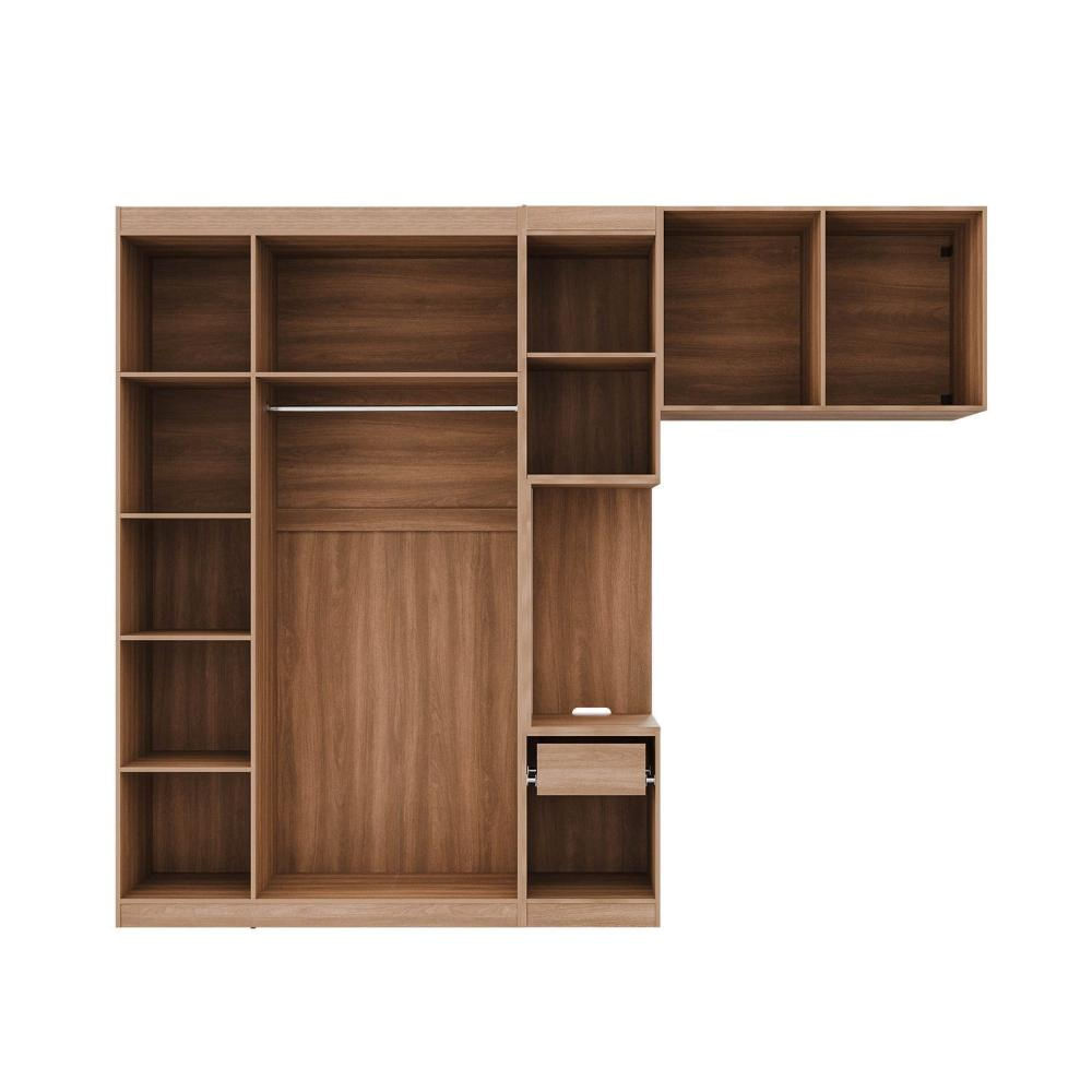 Guarda-Roupa Modulado Solteiro 7 Portas com Espelho e Mesa de Cabeceira ...