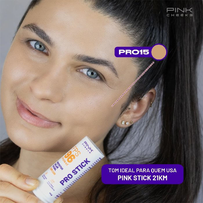 Pro Stick Protetor Solar Facial Multifuncional FPS96 em Bastão com Cor PRO15 Pink Cheeks 14g em ...