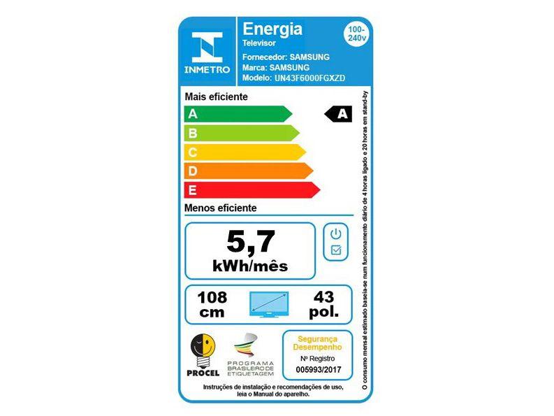 Smart TV 43" Samsung Full HD 43F6000F Tizen Hyper Real 2 HDMI