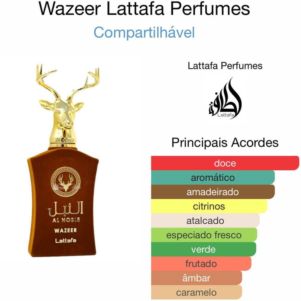 Perfume Árabe Wazeer Al Noble Lattafa Eau Parfum em Promoção | Ofertas ...