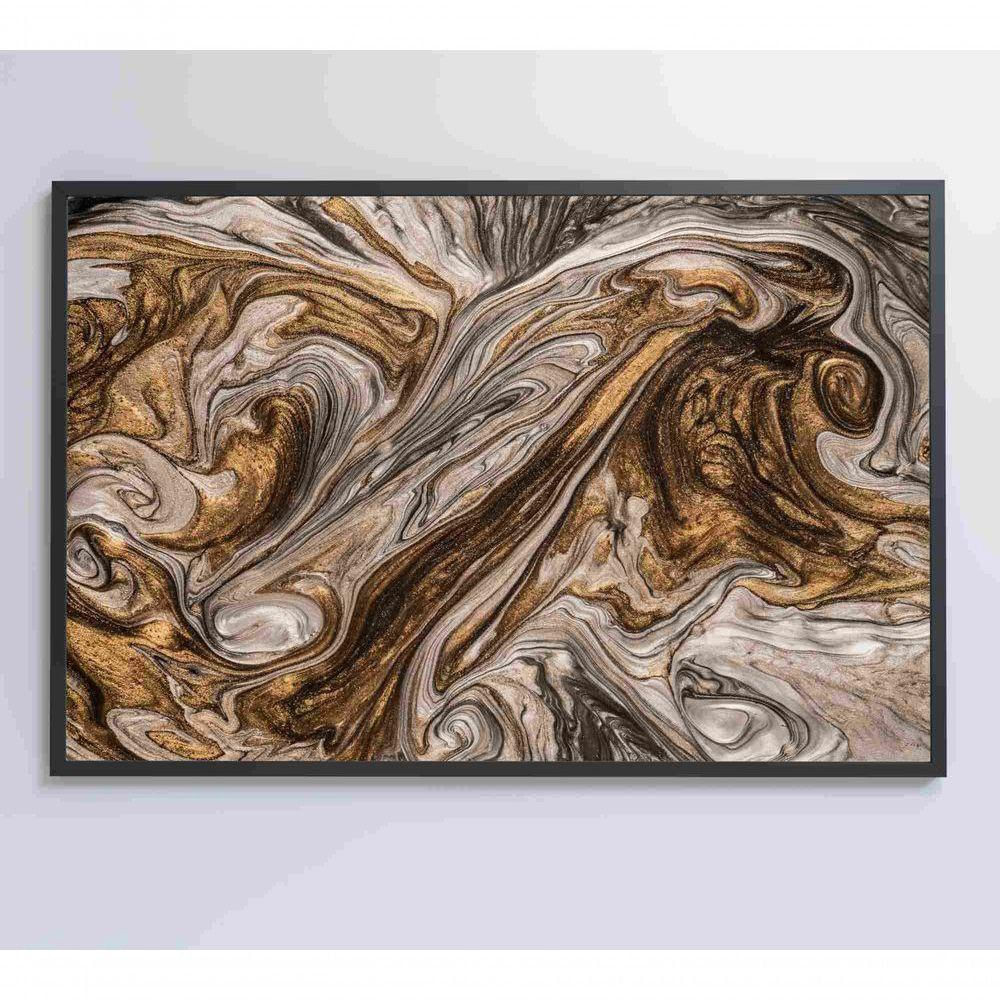 Quadro Abstrato Textura Líquida Dourada Medidas 120x80 Cm Tipo De ...