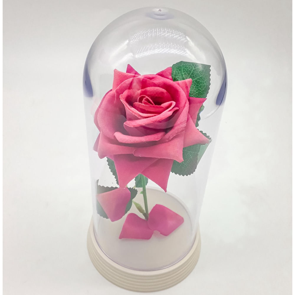 A Rosa Encantada Pink com Cúpula A Bela E A Fera em Promoção | Ofertas ...