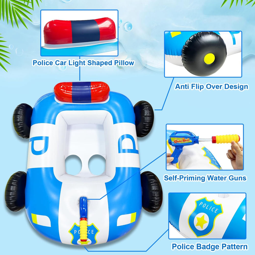 Pool Float amenon Police Car com pistolas de água de 3 a 11 anos em ...