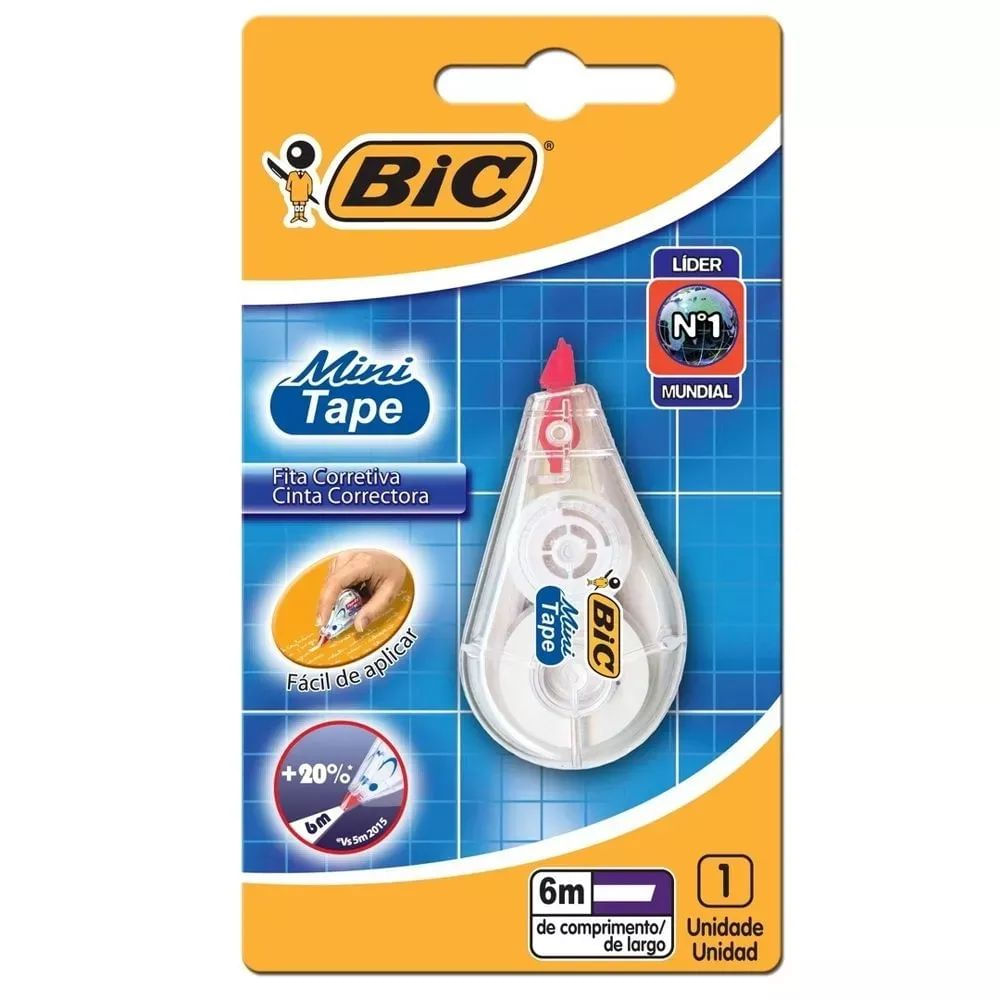 Corretivo em Fita Mini Tape BIC Fita de 6m Compacto Correção ...