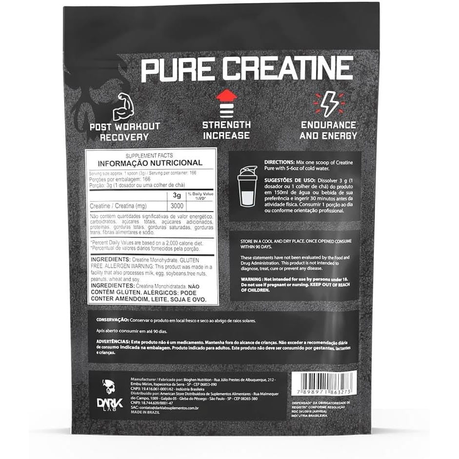 Kit 2x Creatina 500g Pura Dark Lab em Promoção | Ofertas na Americanas