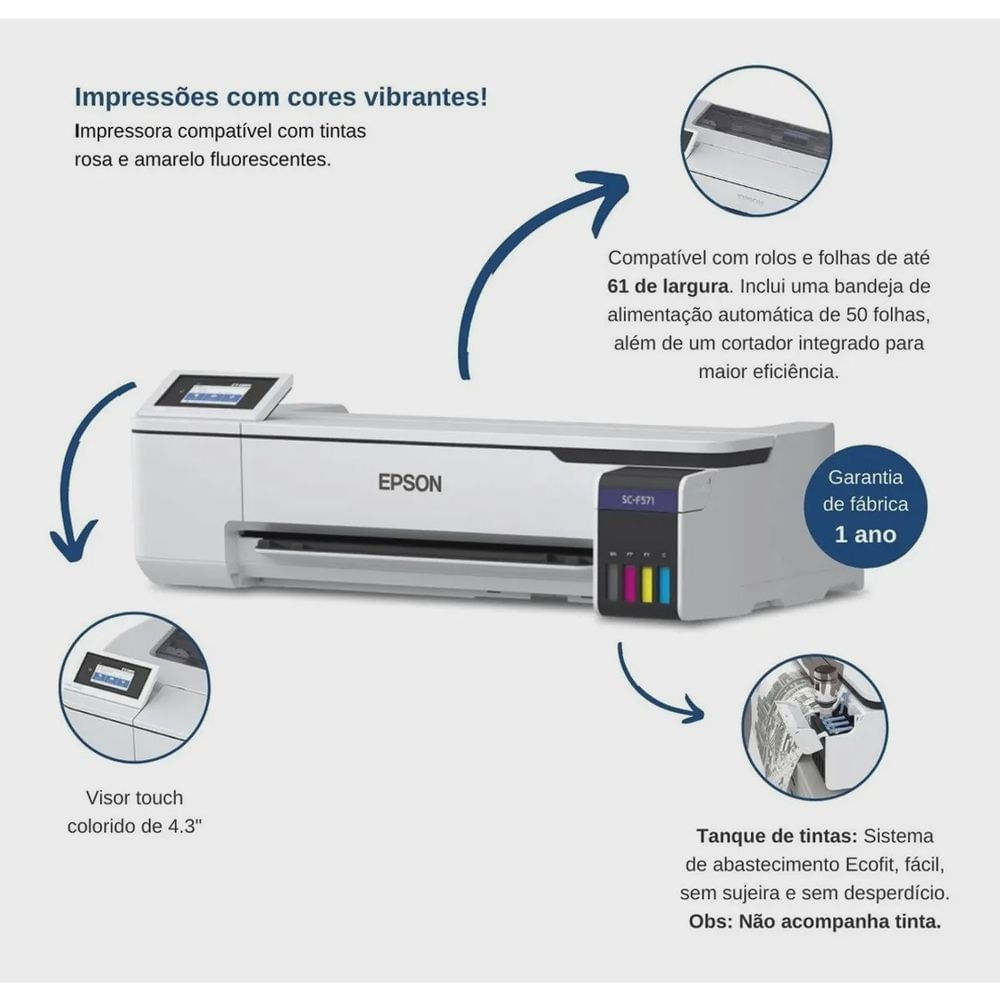 Impressora Sublimática Epson F571 Com Tinta Fluor Surecolor em Promoção ...