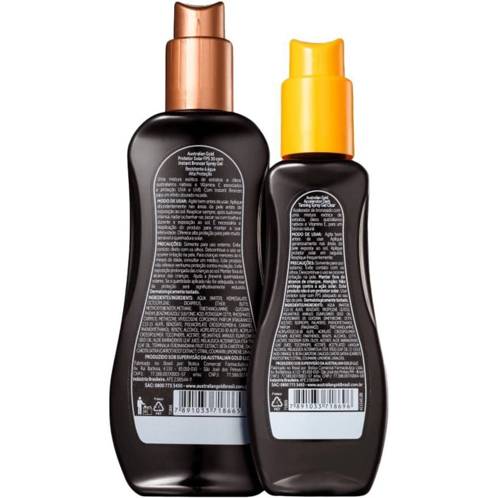 Kit Australian Gold Instant Bronzer Accelerador 125g + Protetor Solar ...