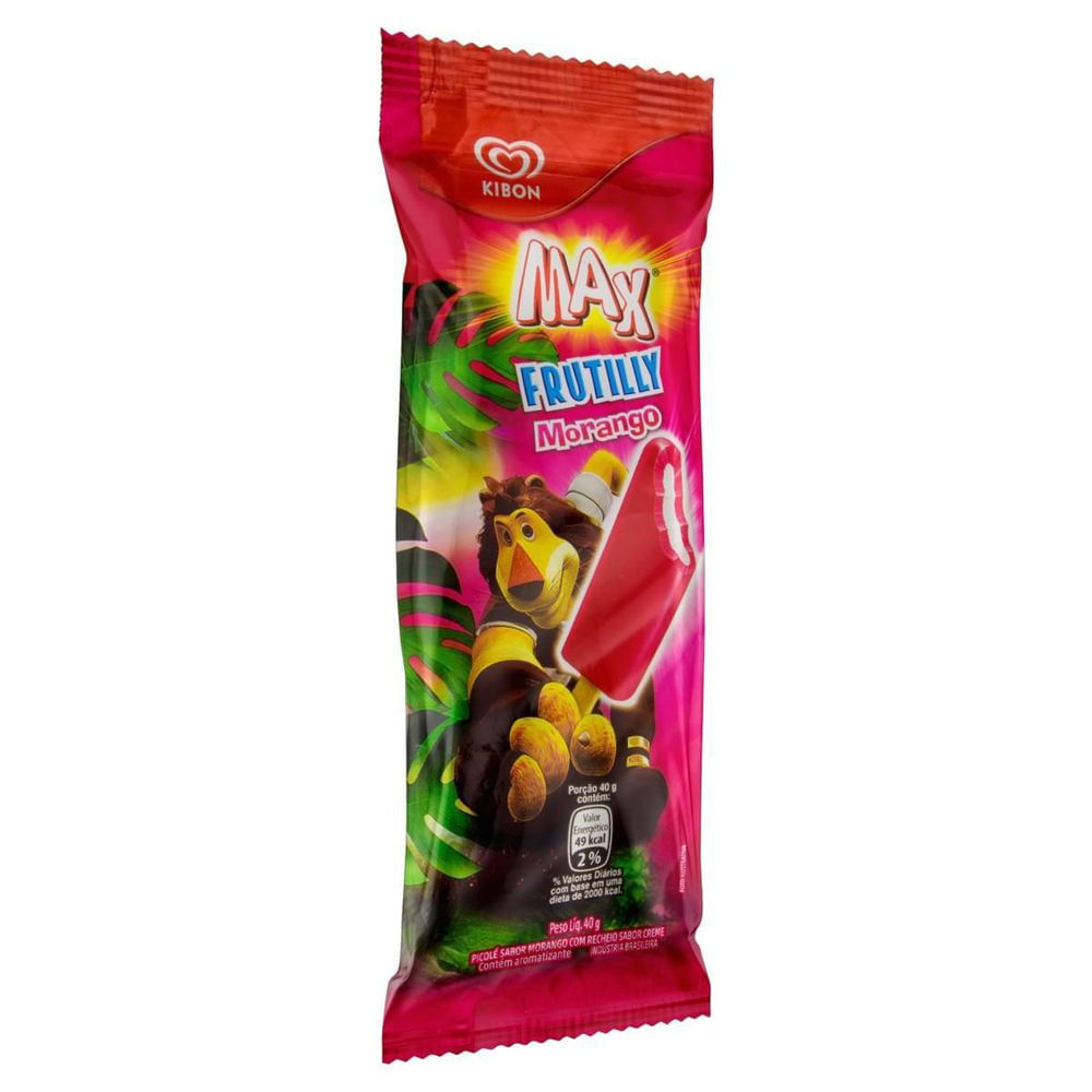 Picolé Morango Recheio Creme Kibon Max Frutilly 40g em Promoção ...