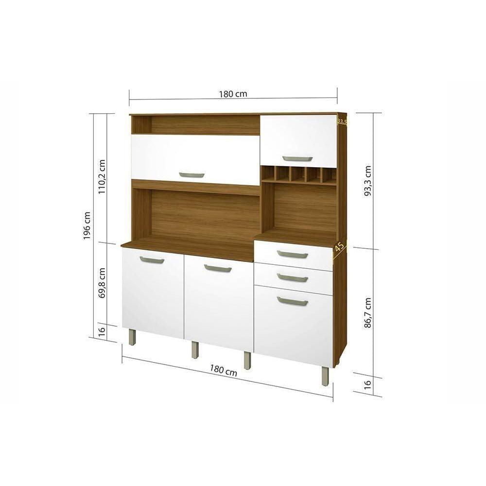 Kit De Cozinha Compacta Smart c/ 5 Portas E 2 Gavetas Freijo/grafite ...