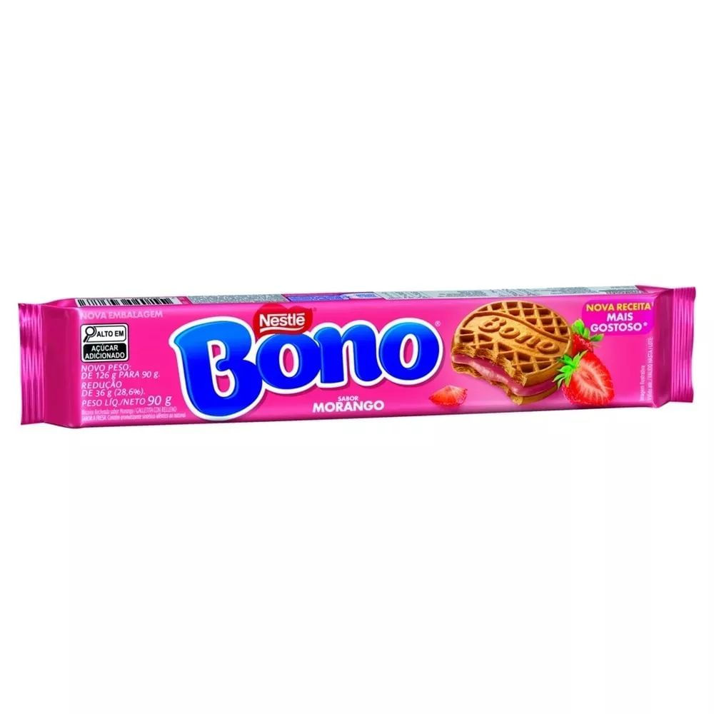 Biscoito Recheio Morango Bono Nestlé 90g em Promoção | Ofertas na ...