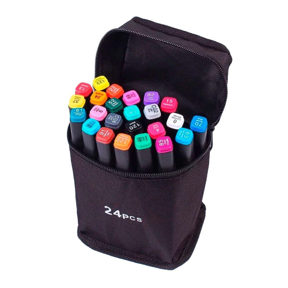 Kit Canetinhas 24 Unidades Pintura Desenho Escolar em Promoção ...