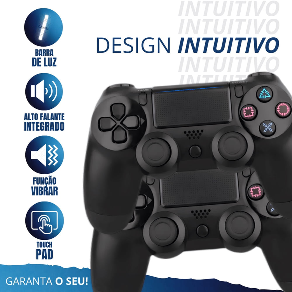 Controle Para Ps4 e pc DoubleShock Manete Sem Fio Bluetooth + Cabo em ...
