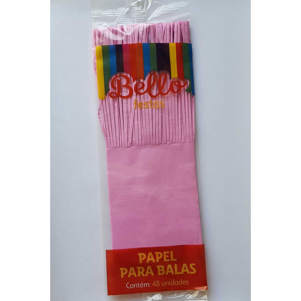 Papel para bala liso - rosa claro - bello festas - Pacote com 48 ...