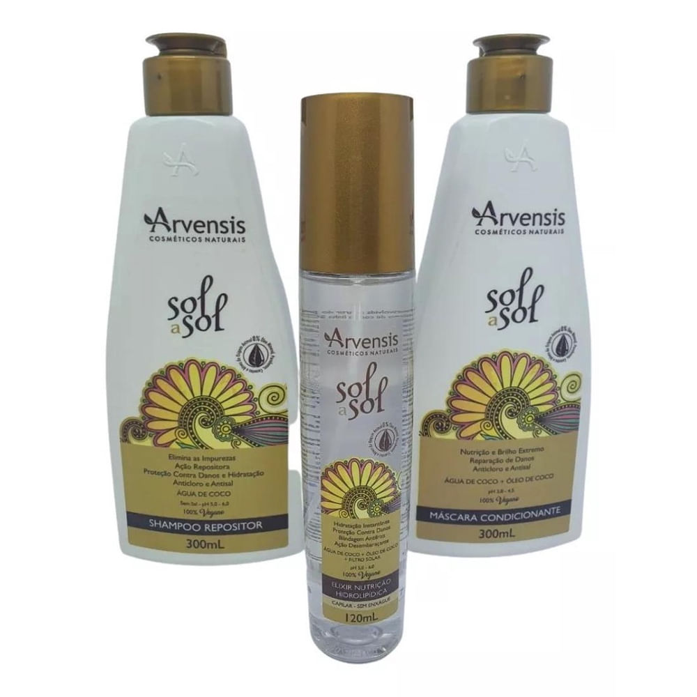 Kit Proteção Solar Dos Fios Sh + Masc + Spray Elixir Arvensis em ...