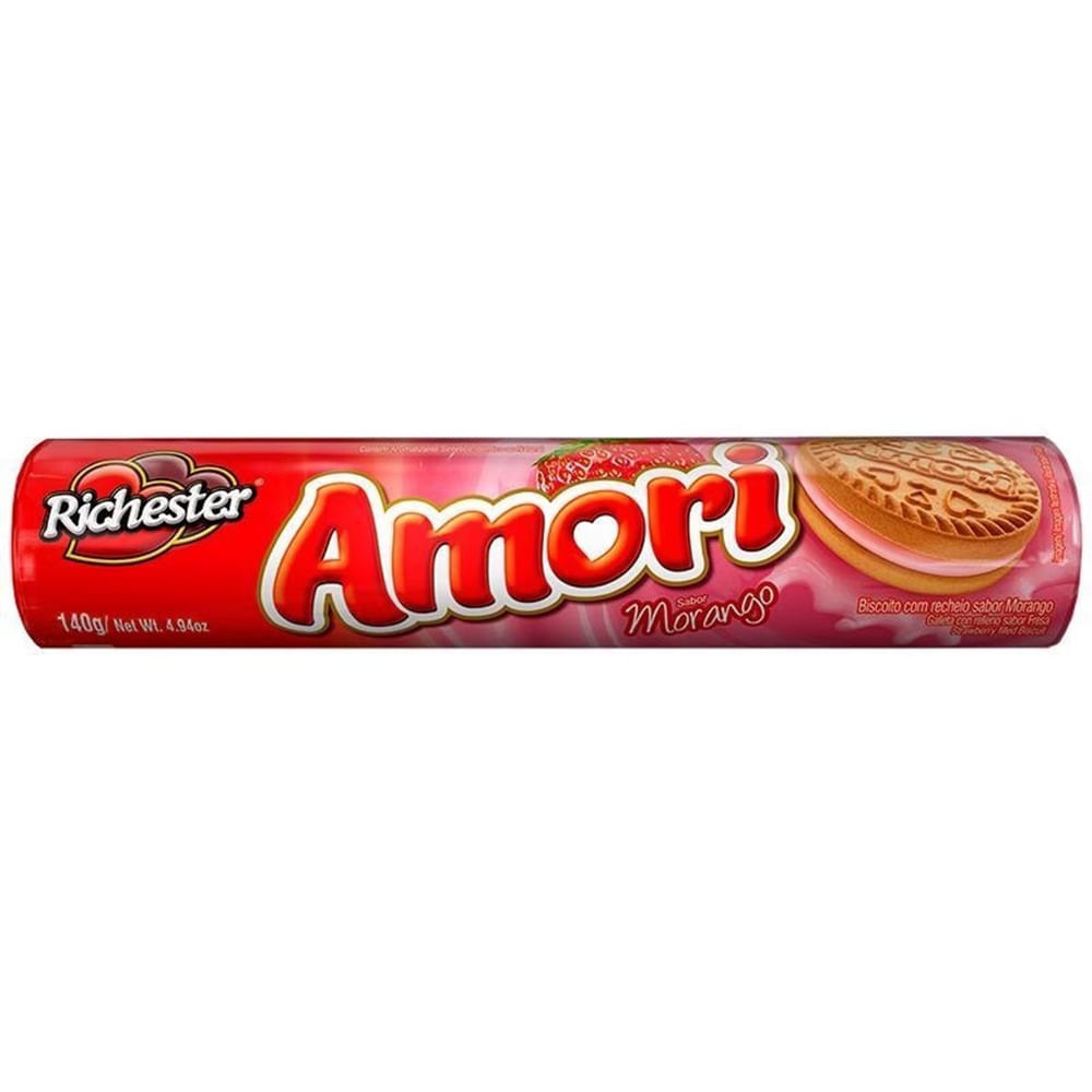 Biscoito recheado amori morango 140G richester em Promoção | Ofertas na ...