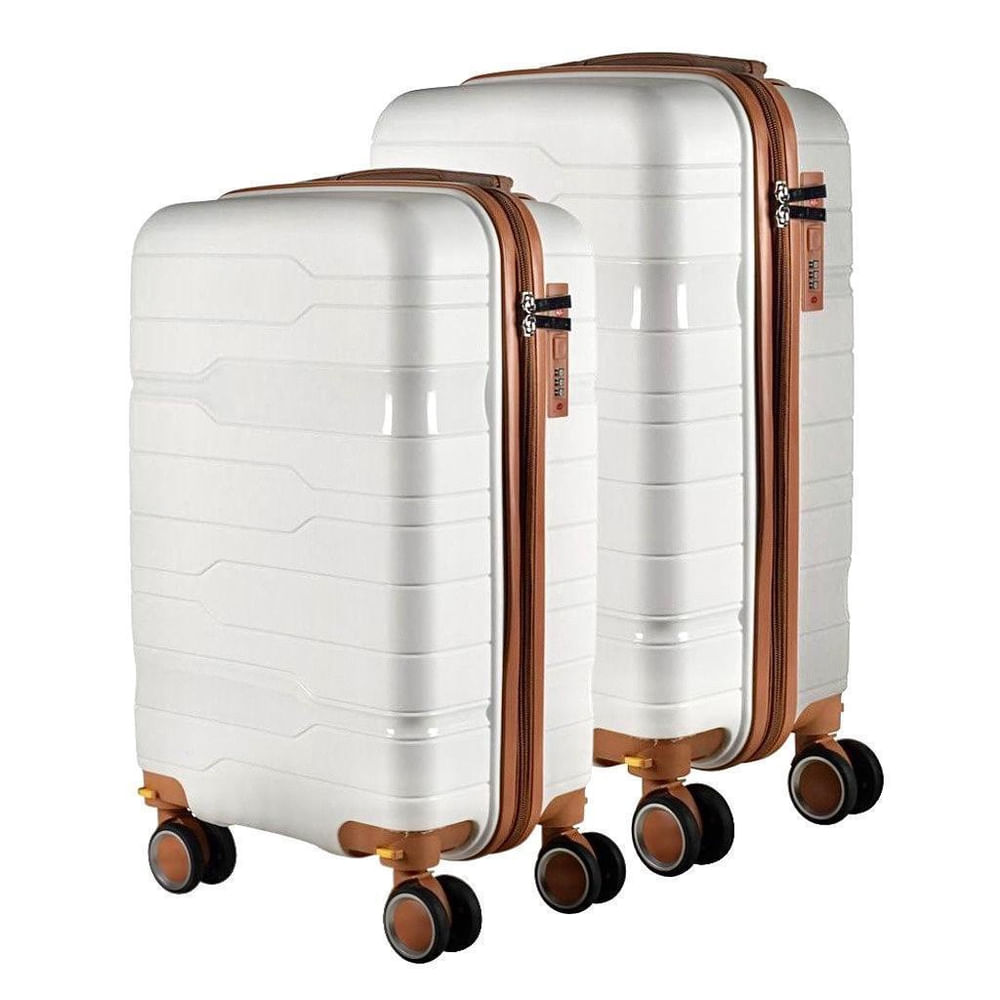 Kit Mala 23Kg + Mala 10Kg Polipropileno Inquebrável Branca em Promoção ...