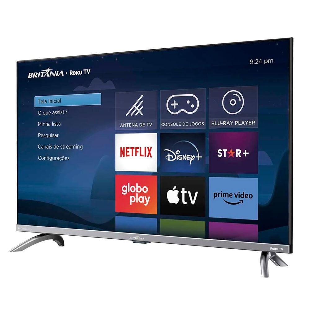 Smart TV Britânia 32 Polegadas HD LED Dolby Áudio Roku TV 3 hdmi 2 USB ...