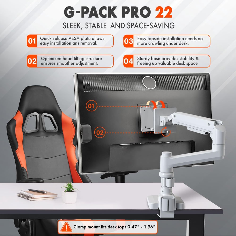 Braço de monitoramento g-pack pro Single Heavy-Duty Gas Spring 49 em ...