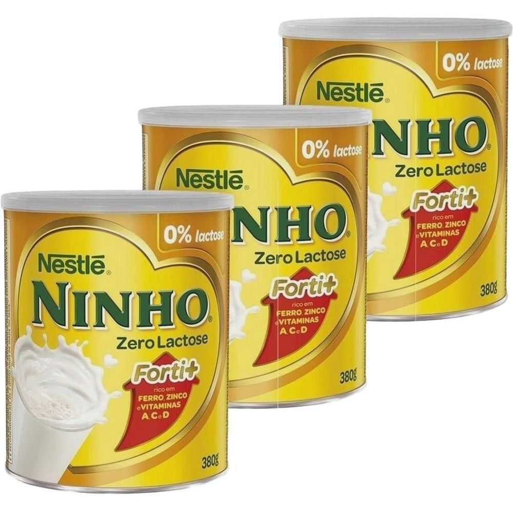 Kit com 3 Unidades de Leite em Pó Ninho FORTI* Zero Lactose 380g ...